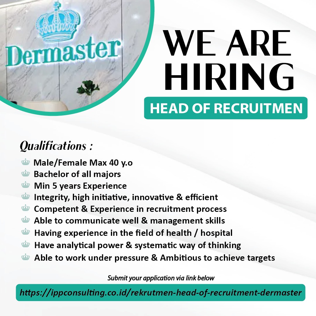 Lowongan Kerja Head of Recruitment Dermaster - IPP Consulting